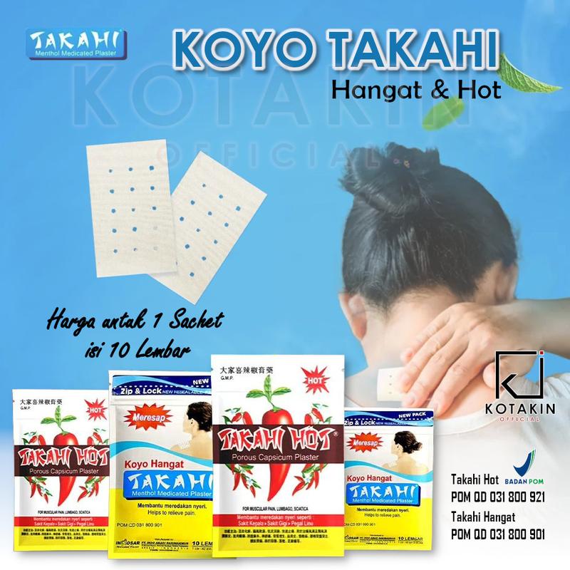 Koyo TAKAHI Hangat & Hot 1 SACHET ISI 10 LEMBAR - Meredakan Pegal ...