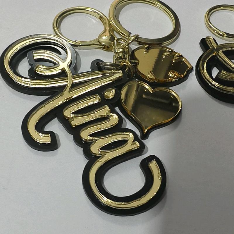 keychain nama gold acrylic with love and leave side - TikTok Shop Malaysia