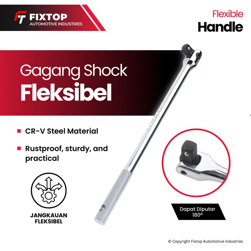 FIXTOP Gagang Shock Fleksibel 1/2 x 15" Flexible Handle Kunci Sok Sock ...