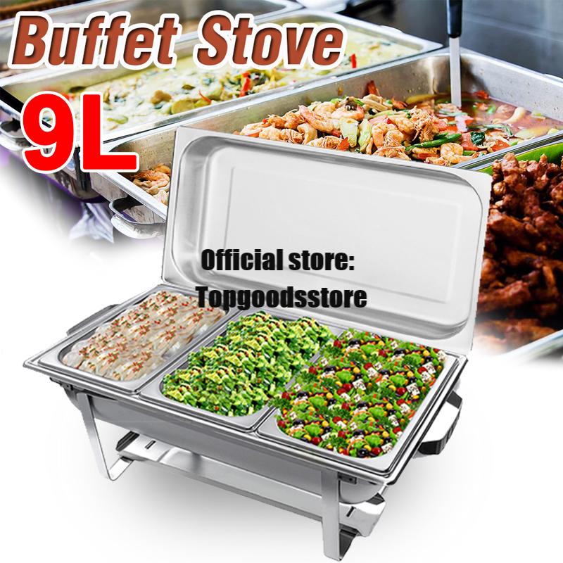 9L 3 Plates Foldable Stainless Steel Square Buffet Stove Dis - TikTok ...