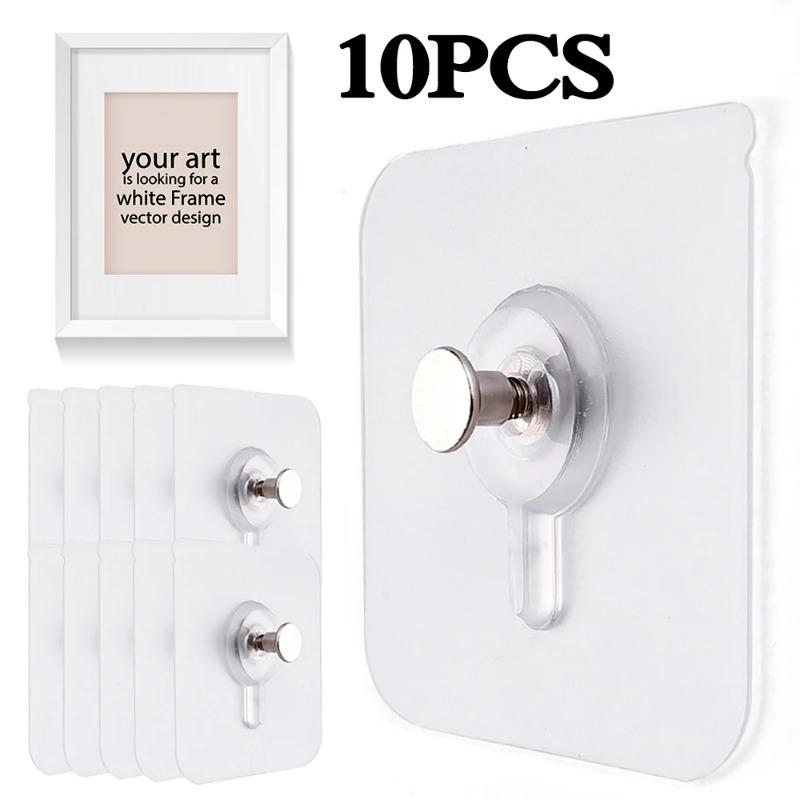 10Pcs Strong Adhesive Hook Picture Frame Poster No Drilling Hooks ...