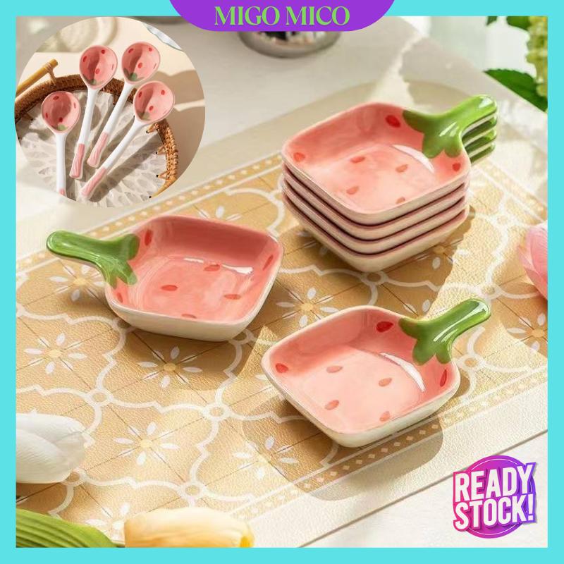 MICO MIGO .1-Pcs Cute Strawberry Ceramic Plate Cute Strawberry - TikTok ...