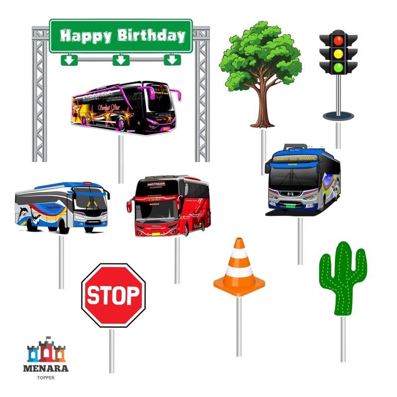 Topper bus basuri / Hiasan kue ulang tahun/ Hiasan kue tusuk - Shop ...