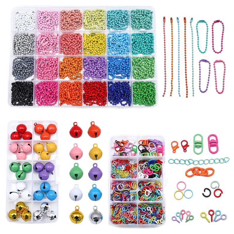 Set Rantai Kunci DIY, 8 / 10 / 24 Grid, Manik Cat Semburan, Loceng Cat ...