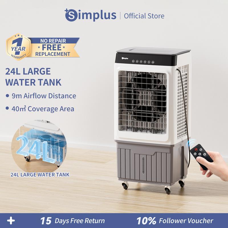 Simplus Air Cooler Household Cooling Fan 24L Large Water Tan - TikTok Shop Singapore