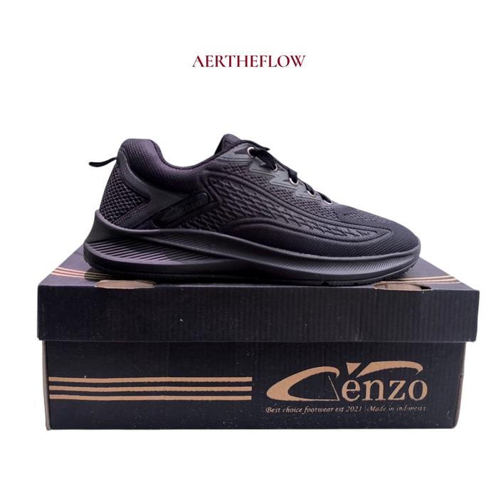 Promo Cenzo Aetherflow Sepatu Sekolah Hitam Hitam polos Sneakers Full ...
