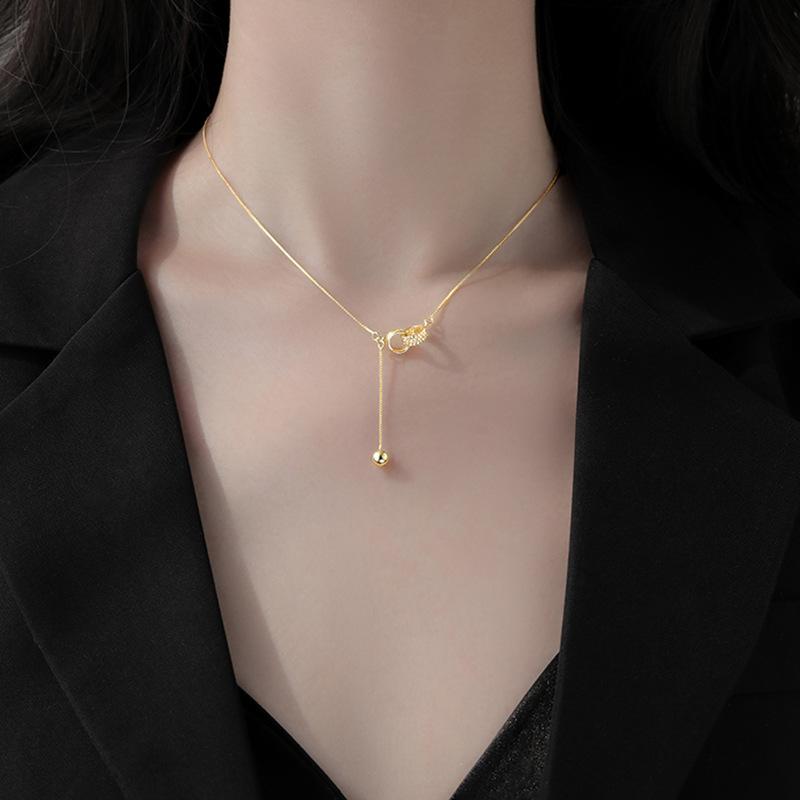 Necklace Female Fairy Double Ring Buckle Pendant Clavicle Chain ...