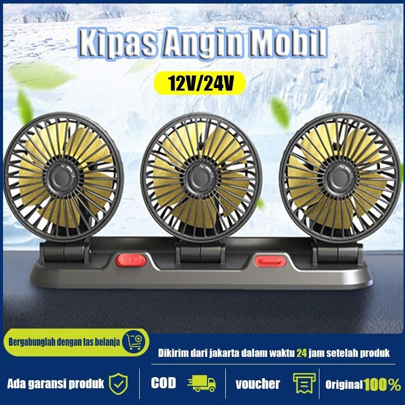 SEVENBUS Kipas angin mobil 12/24volt Tiga roda gigi penyesuaian ...