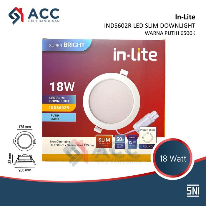 Jual INLITE INDS602R 18W 18 WATT LED SLIM DOWNLIGHT LAMPU PLAFON ...