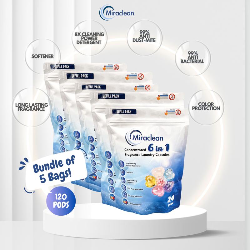 [Bundle of 5] Miraclean 6 in 1 Laundry Capsules - 24pods / Pack ...