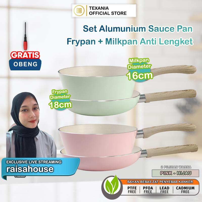 [EXCLUSIVE RAISAHOUSE] TEXANIA Set Panci Susu - Saucepan 16cm & Frypan ...
