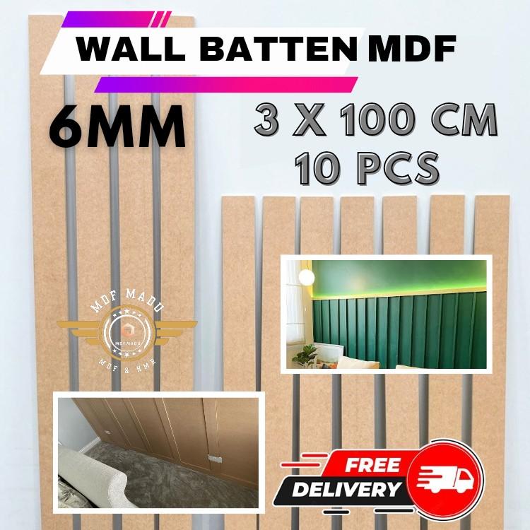 (10 PCS) Wall batten mdf tebal 6mm ukuran 3x100cm kayu dekorasi - Shop ...