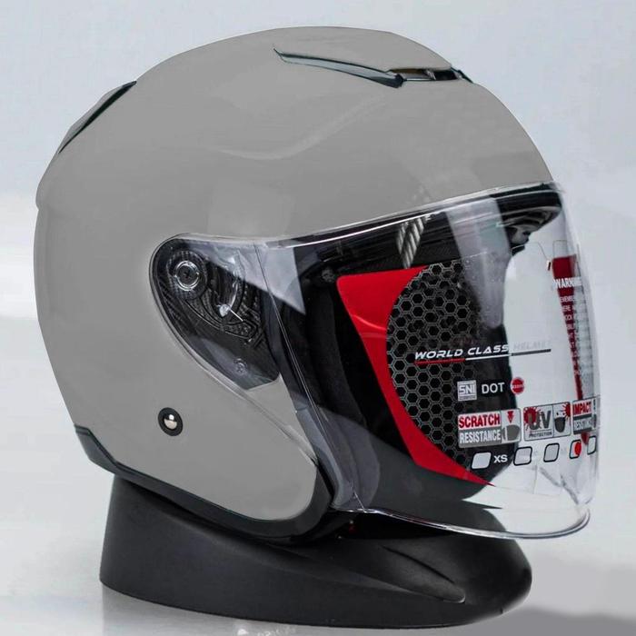 Jual Helm Half Face MLA KYOTO GORILA GREY Kaca Visor Bening | Helm ...