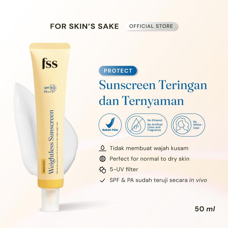 For Skin's Sake FSS Weightless Sunscreen SPF 50 PA ++++ Perlindungan ...