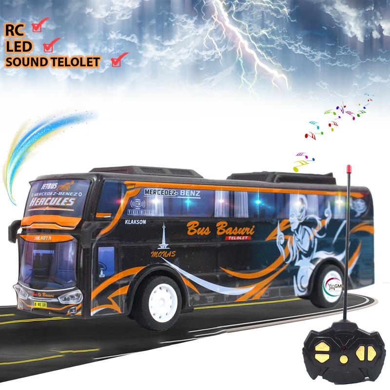 MAINAN RC BUS BASURI TELOLET 6176D MOBIL REMOTE BIS TRAVEL MENYALA ...