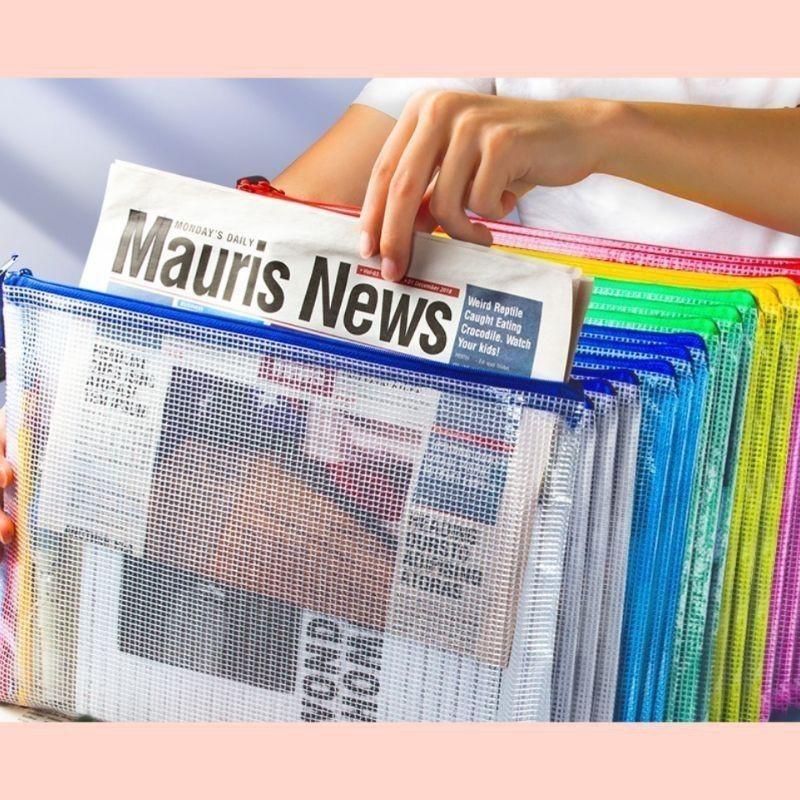 S1046 A3,A4,A5.5,A5,B6 Mesh Zipper File Bag zip file bag Waterproof ...