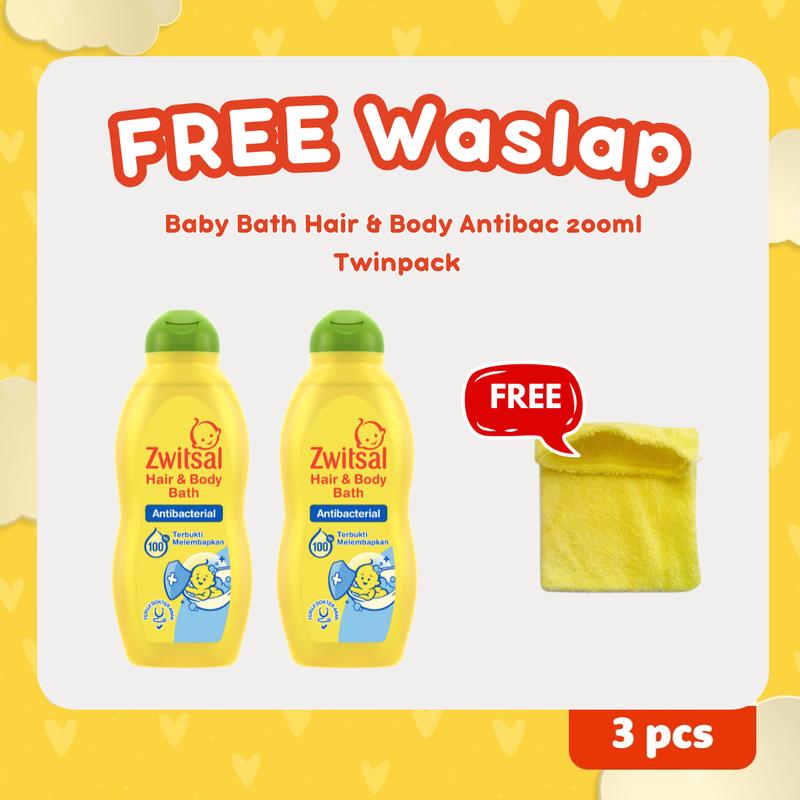 [BUY 2 GET 3] Zwitsal Baby Bath Hair & Body Antibac 200ml Twinpack ...