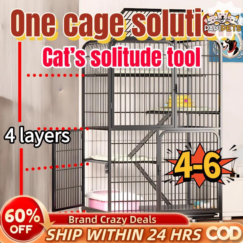 【One cage solves all problems】4 layer Cat Cage 2/3/4 Level Metal ...