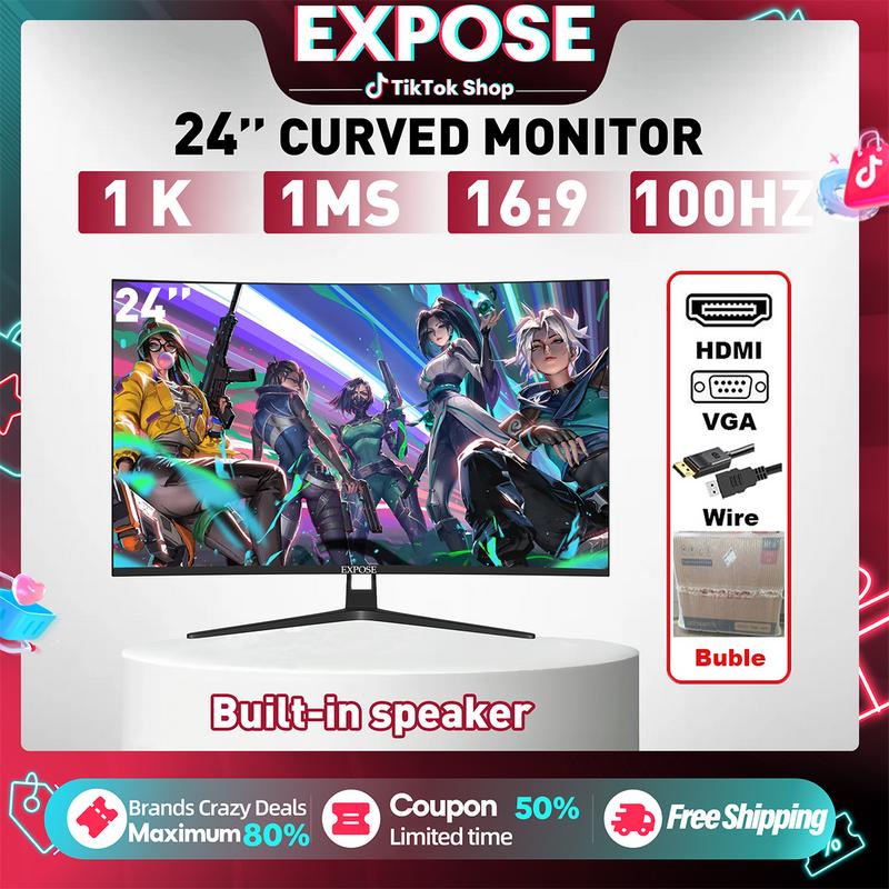 EXPOSE【COD】 24-inch 100HZ monitor game office monitor built-in - TikTok ...