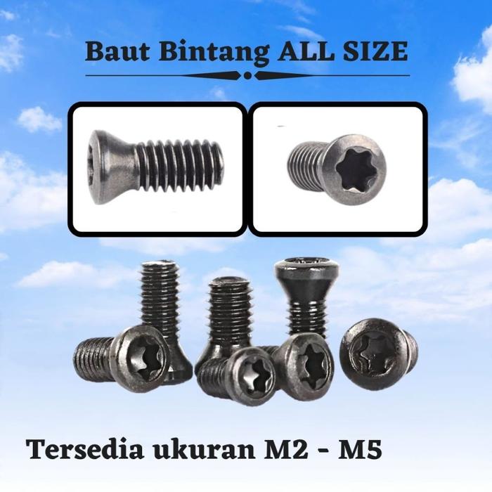 Promo Baut Holder bubut miling baut insert baut bintang M2 , M2.5 ...
