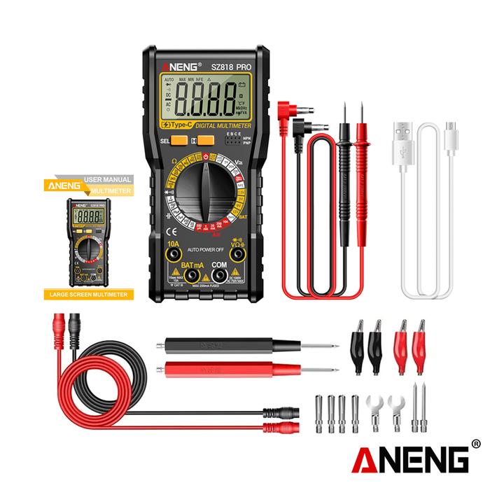 Promo (Paket A) Aneng SZ818 PRO Plus Multimeter Rechargeable Lithium ...