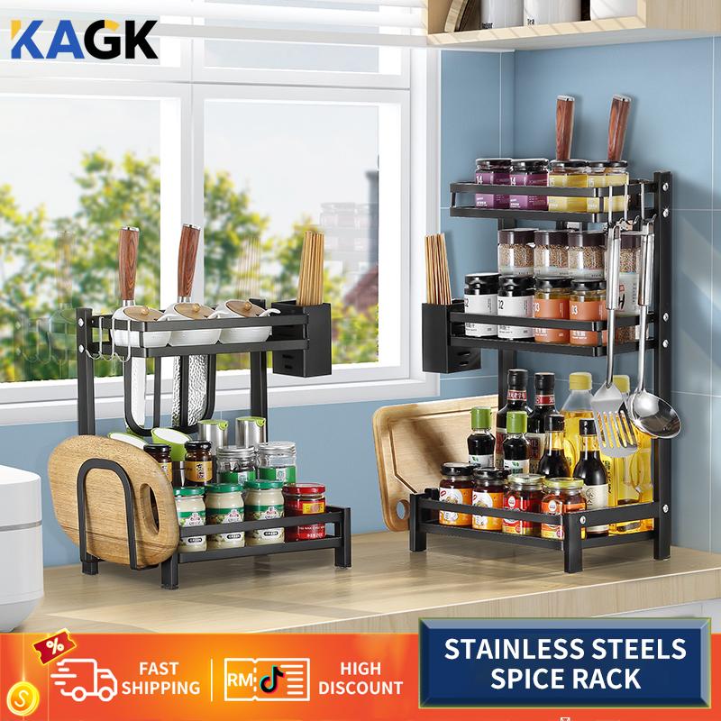Rak rempah dapur keluli tahan karat Organizer rempah dapur Rack ...