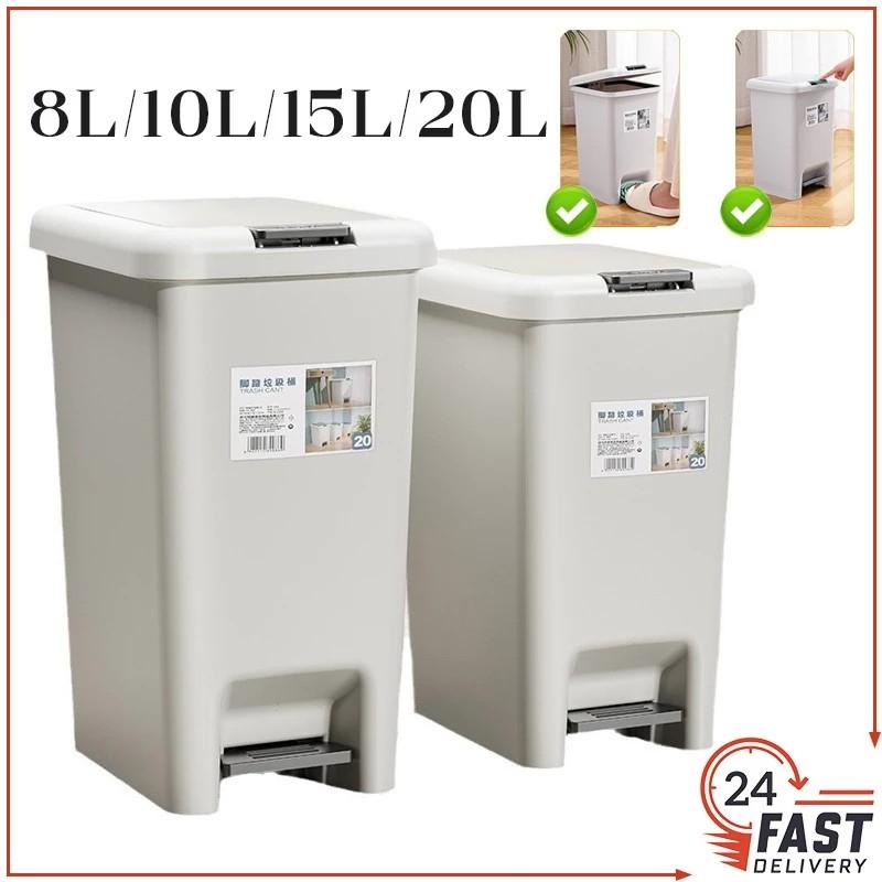 【SG Stock】Pedal Step-on Dustbin Double Openlid Hand Press+Foot Step ...