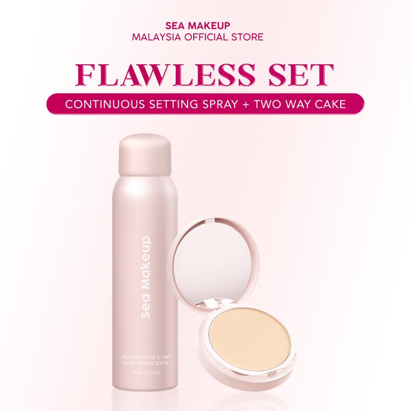 Sea Makeup Bundle 2 In 1 Continuous Setting Spray + Two Way Cake ...