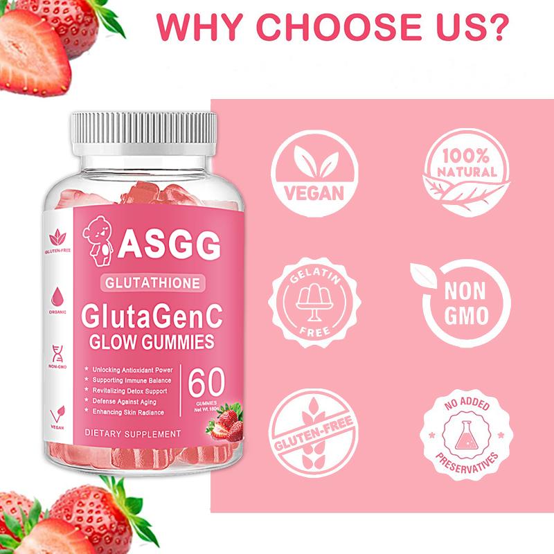 ASGG Glutathione GlutaGenC Glow Gummies White And Brighting Skin ...