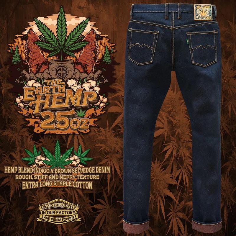 “The Earth Hemp” 25oz Unsanforized Deep Indigo x Brown Hemp Blend ...