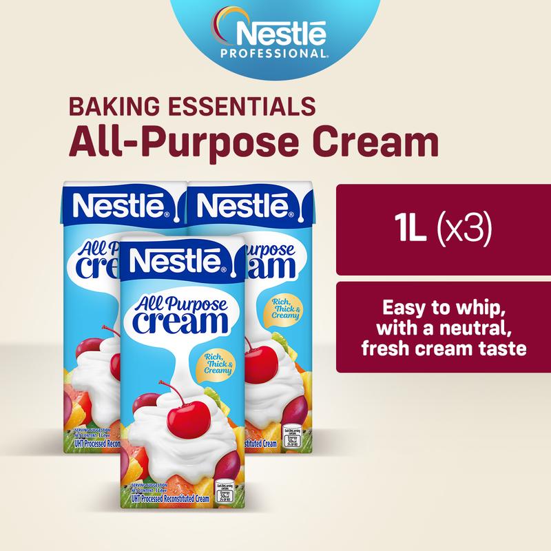 NESTLÉ All-Purpose Cream 1L - Pack of 3 - Thick and Creamy with ...