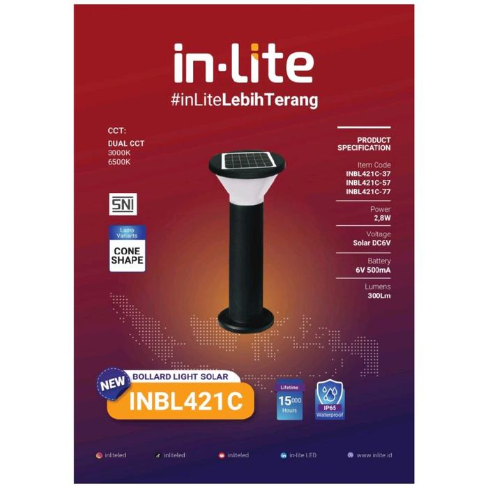 Jual INLITE LAMPU TAMAN BOLLARD LIGHT INBL421C SOLAR CELL PANEL 2,8W ...
