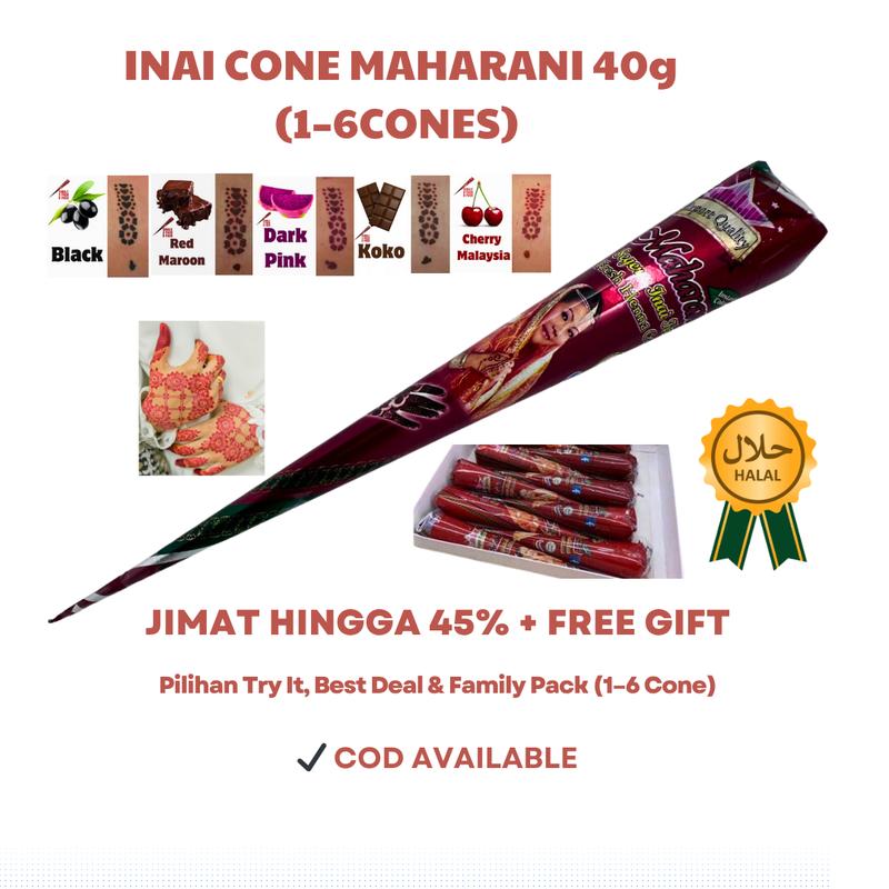 Inai Cone Maharani Henna 40g (1-6 Cones) – Halal, Warna Peka - TikTok ...