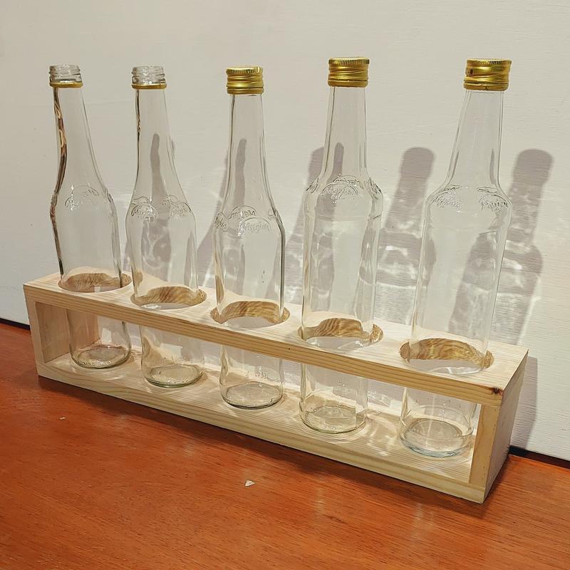 rak botol kayu tempat naruh botol sirup dll 3-5lobang diameter - Shop ...
