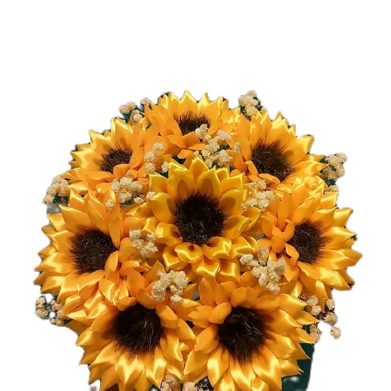 (READY STOCK) Bunga matahari pita satin isi tangkai | bunga matahari ...