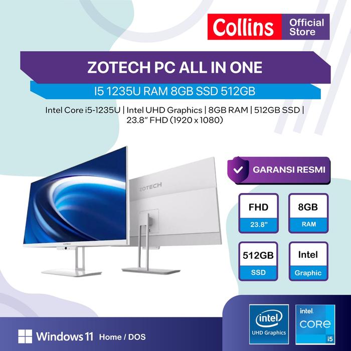 Promo ZOTECH PC ALL IN ONE - CORE I5 1235U RAM 8GB 512GB SSD 23.8" FHD ...