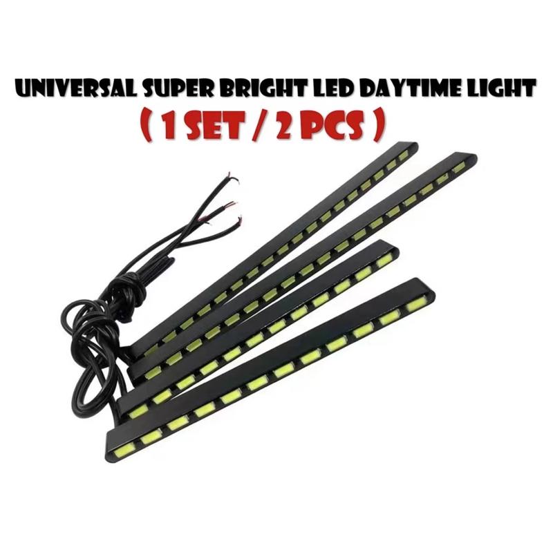 Lampu LED Ultra Tipis 12 14 18 LED Cahaya Siang Lampu Depan Bumper ...