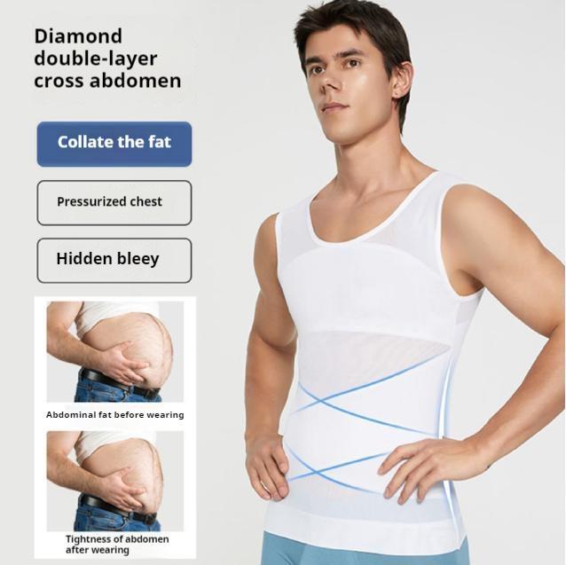 Men's Mesh Tank Tops Shapewear Undershirt Abdominal Belly Compress ...