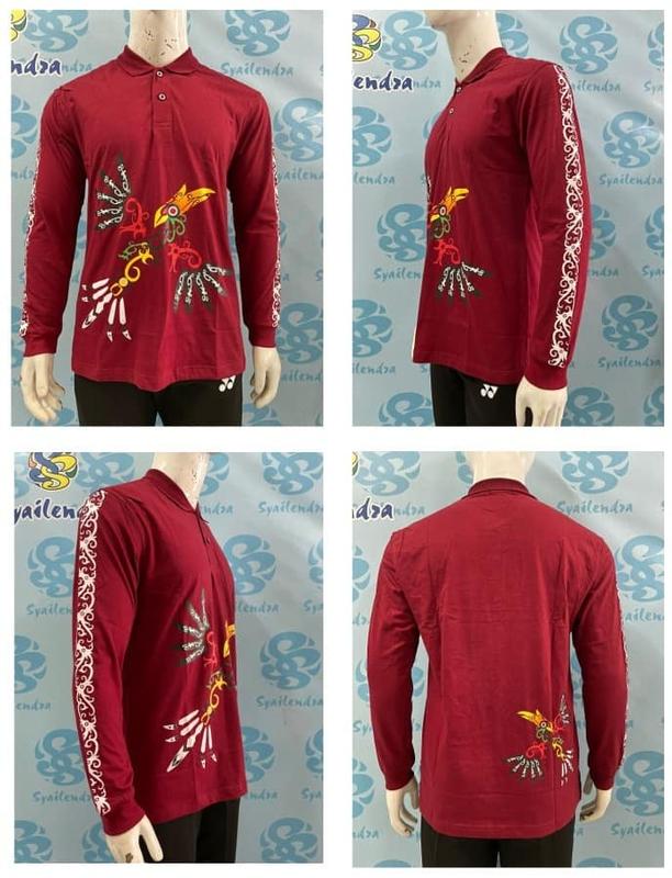 Baju Dayak Motif Tingang Warna Maroon - Shop | Tokopedia