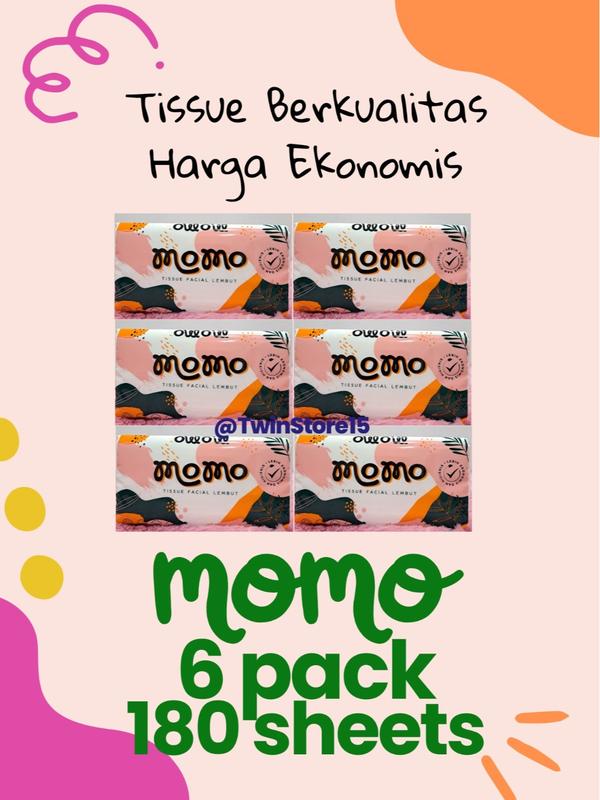 Tisu Momo Facial 2 Ply Isi 6 Pack 180 Sheets Tissue - Shop | Tokopedia