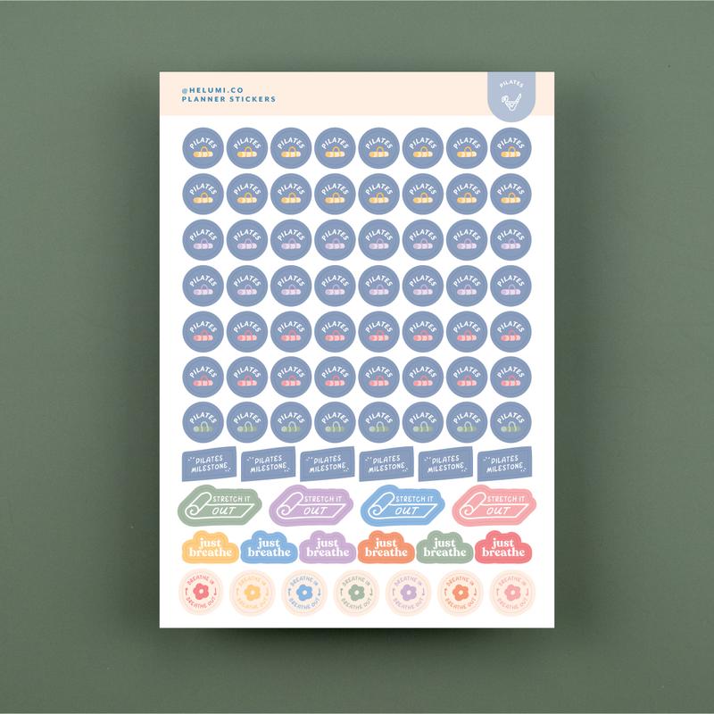 [HELUMI SG] Pilates planner stickers A6 (cute, colourful, decorative ...