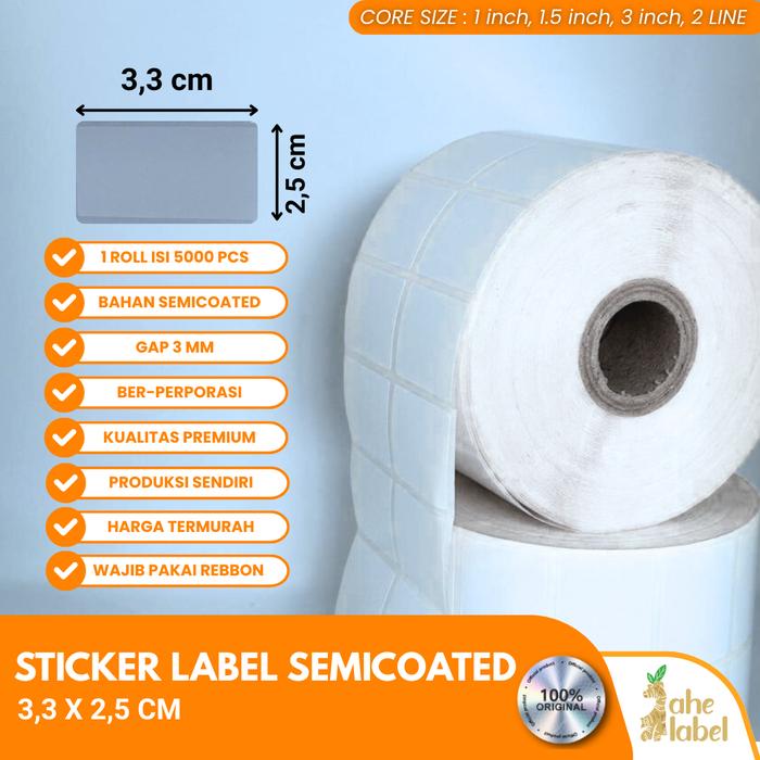 Jual label barcode semicoated 33 x 25 mm - 1"-2000 1 line - Jakarta ...