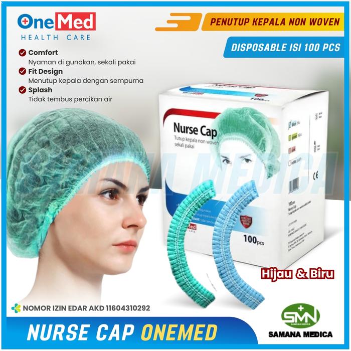 Jual Nurse Cap ONEMED / Topi Perawat / Penutup Kepala Non Woven Sekali ...
