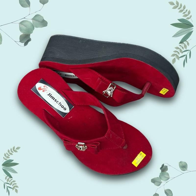 Sandal jepit wedges spon wanita / sandal JIMSCHOO spon tingg - Shop ...