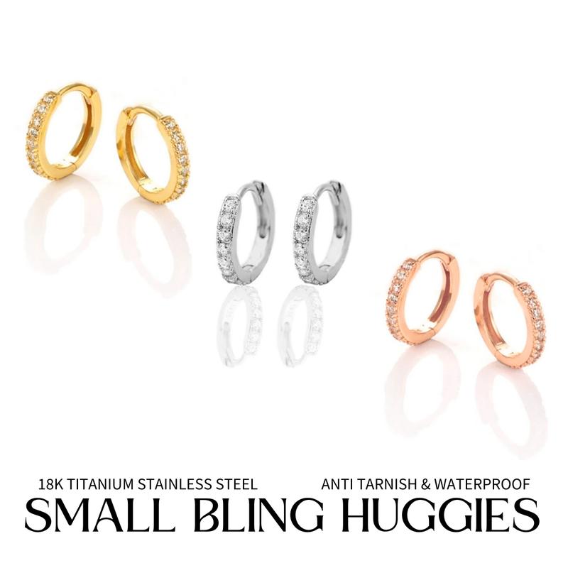 [SG] SMALL BLING HUGGIES EARRINGS | STAINLESS STEEL | DAILY WEAR ...