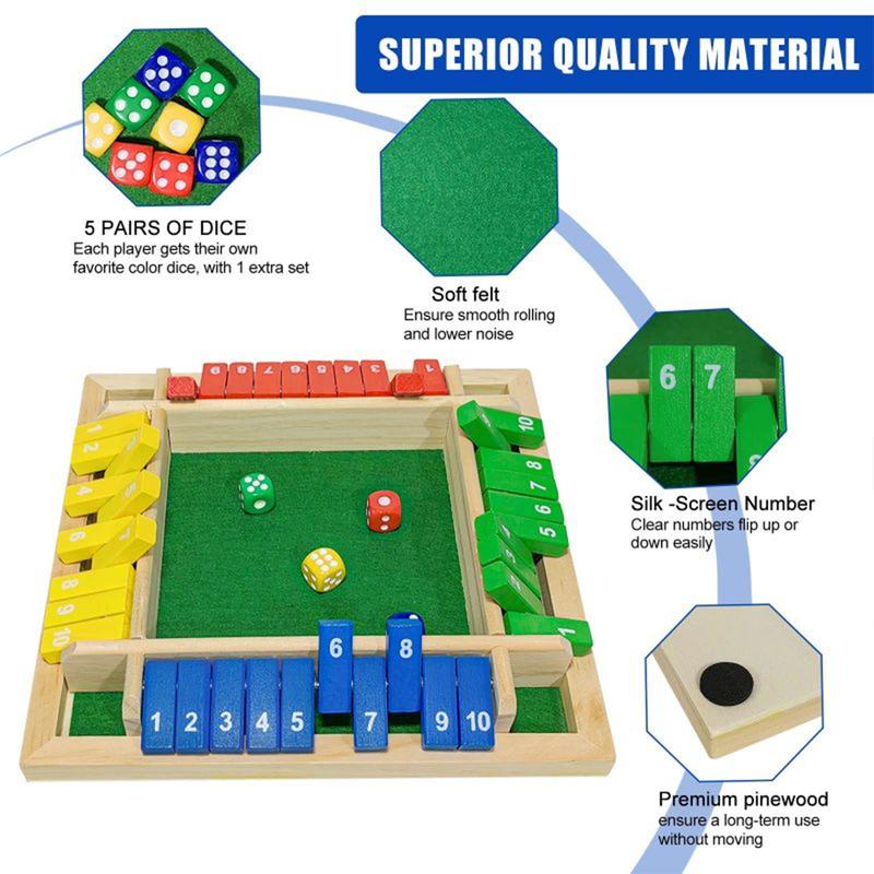 COD 4 Warna Mainan Board Game Dadu Shut the Box Angka Shut The - Shop ...