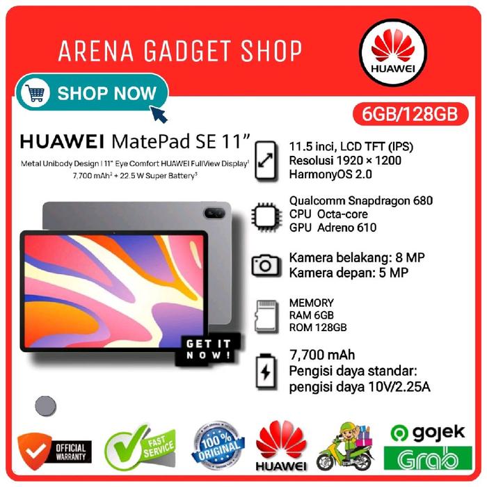 Jual HUAWEI MatePad SE 11" Tablet Ram 6/128Gb Metal Unibody 2K Eye ...