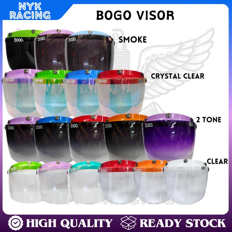 BOGO VISOR 100%ORI 2 TONE SMOKE CLEAR CRYSTAL CLEAR GREEN PURPLE ...