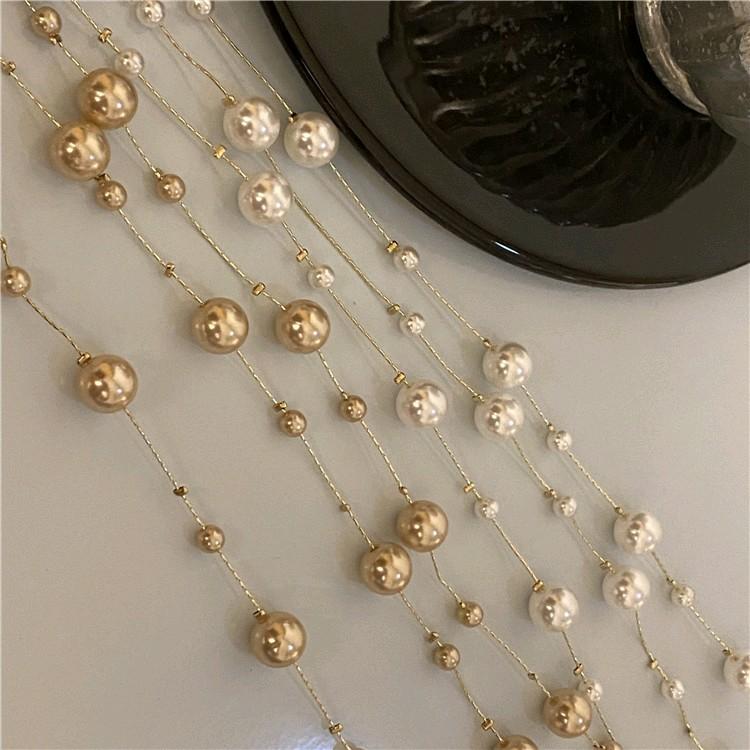 rantai panjang Long necklace imitation pearl beads multi layer - TikTok ...