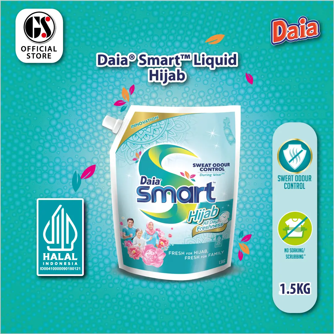 Daia Smart Hijab Liquid Detergent 1.5kg - Cecair Pencuci Pakaian Pek ...
